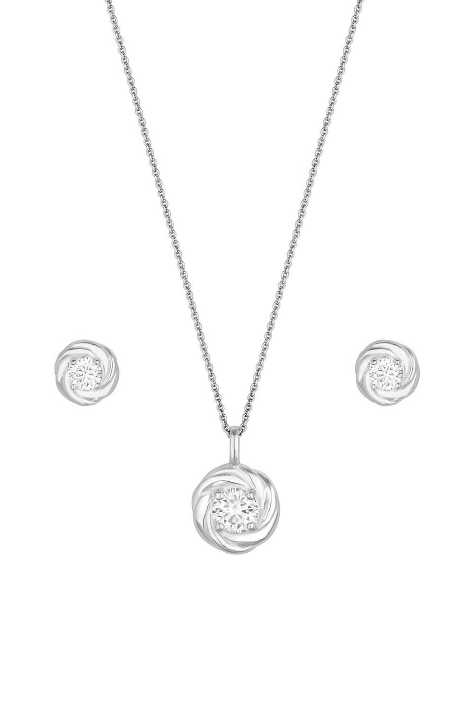 Jewellery Sterling Silver 925 Cubic Zirconia Knot Set T Boxed